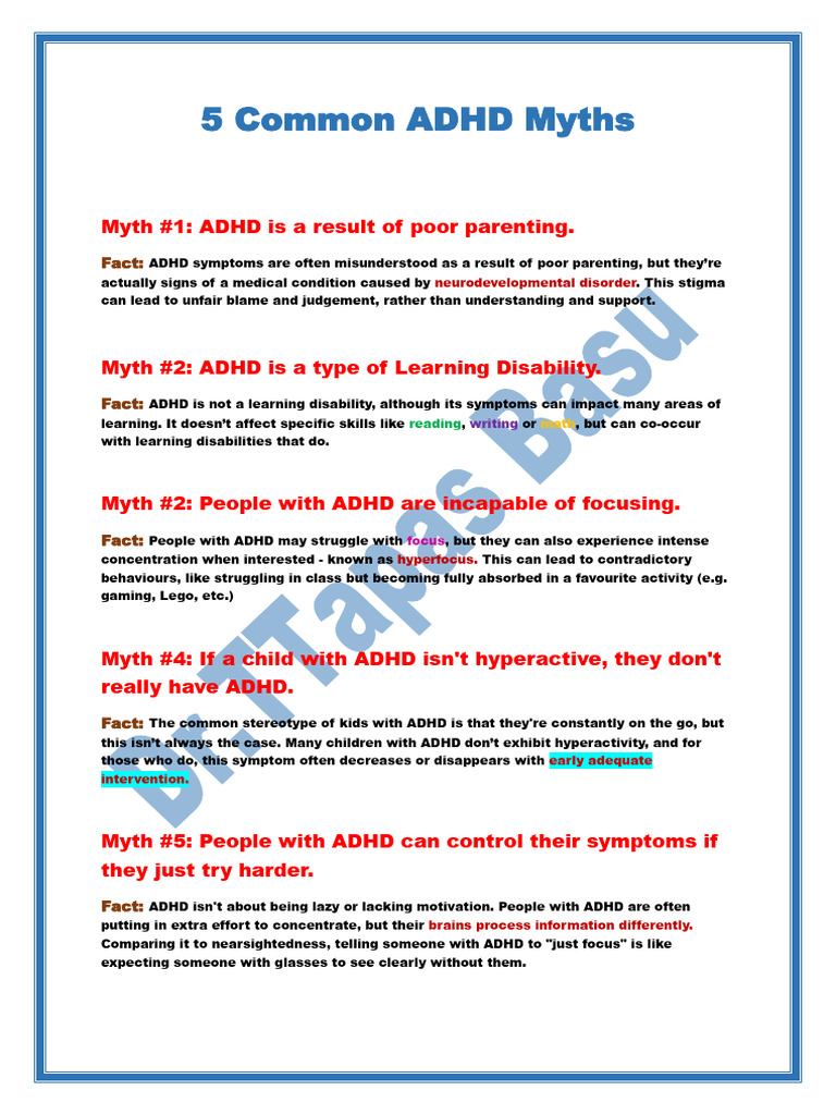 5 Common ADHD Myths | PDF