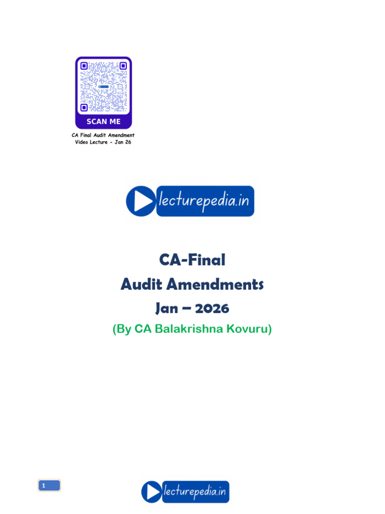 CA Final Audit Amendments Jan 2026 | PDF | Limited Liability ...