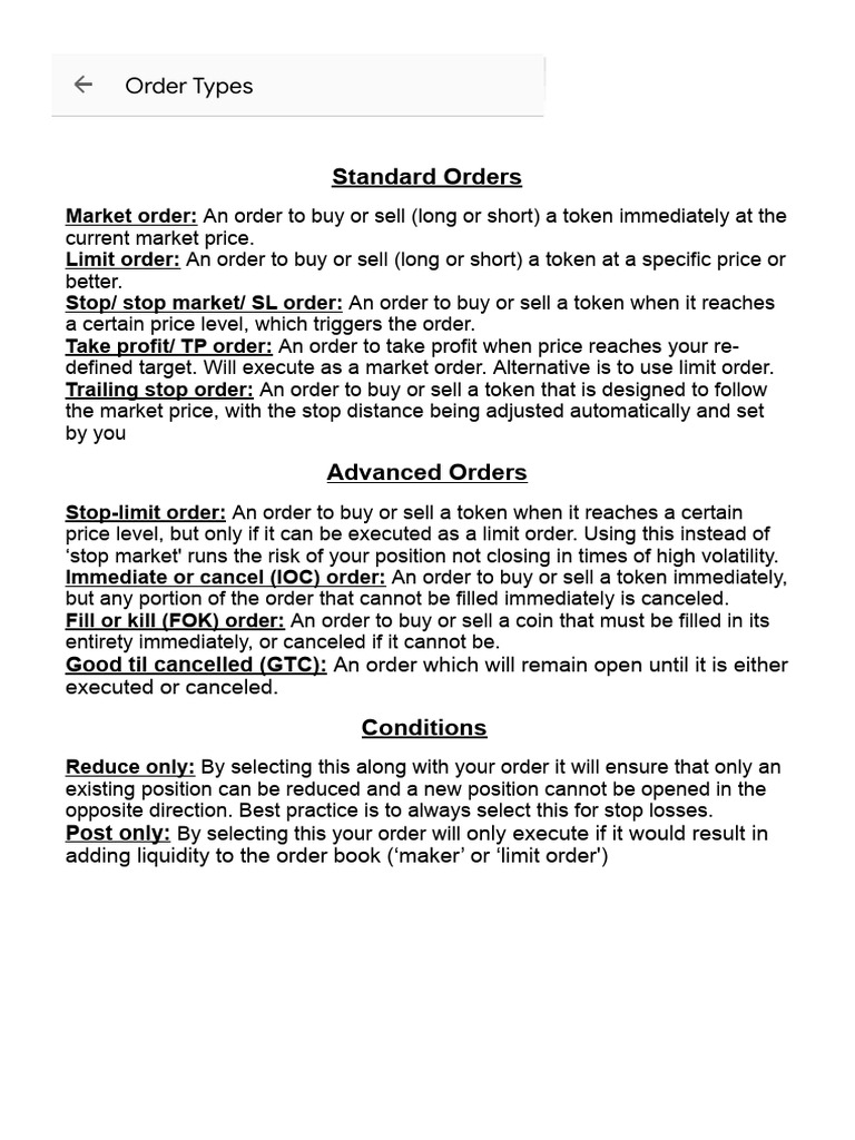 Order Types | PDF