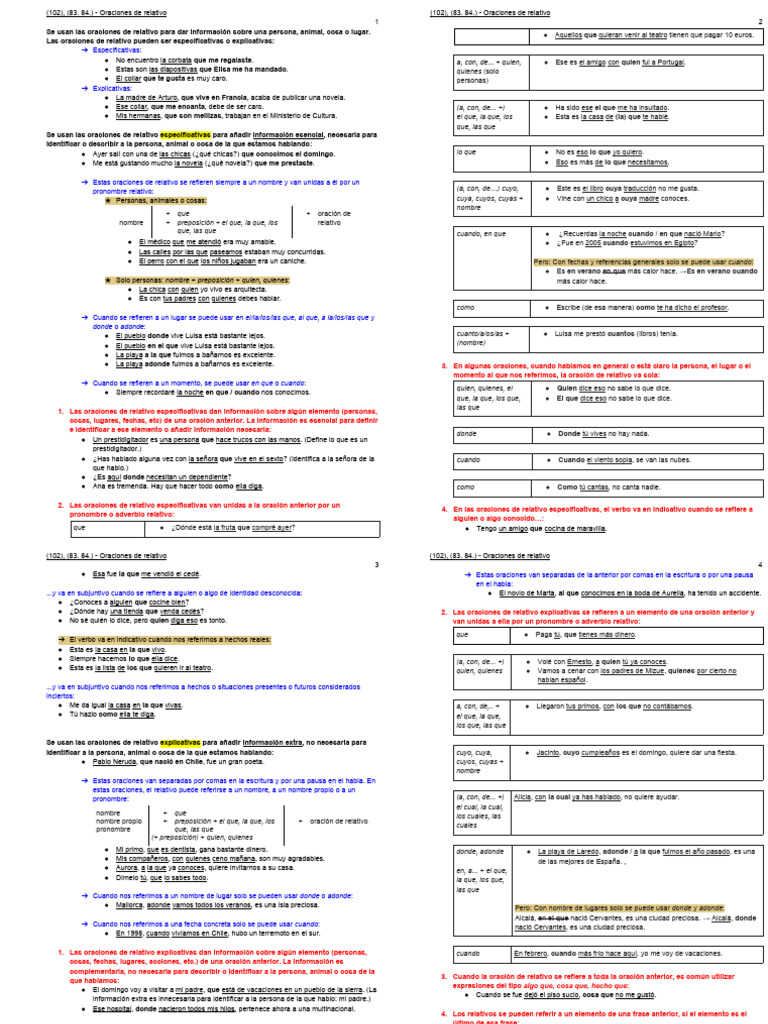 Oraciones de Relativo: Uso y Ejemplos | PDF | Lingüística | Sintaxis