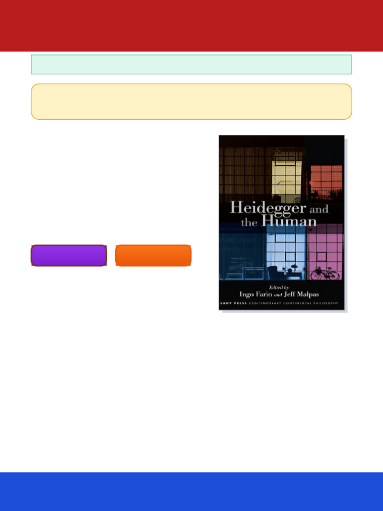 Heidegger and The Human 1st Edition Ingo Farin Ebook All Pages Included ...