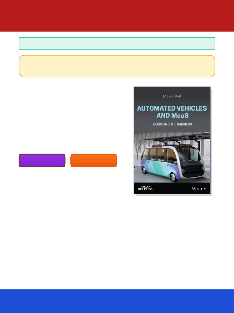 Automated Vehicles and MaaS: Removing The Barriers (Wiley - IEEE) 1st ...