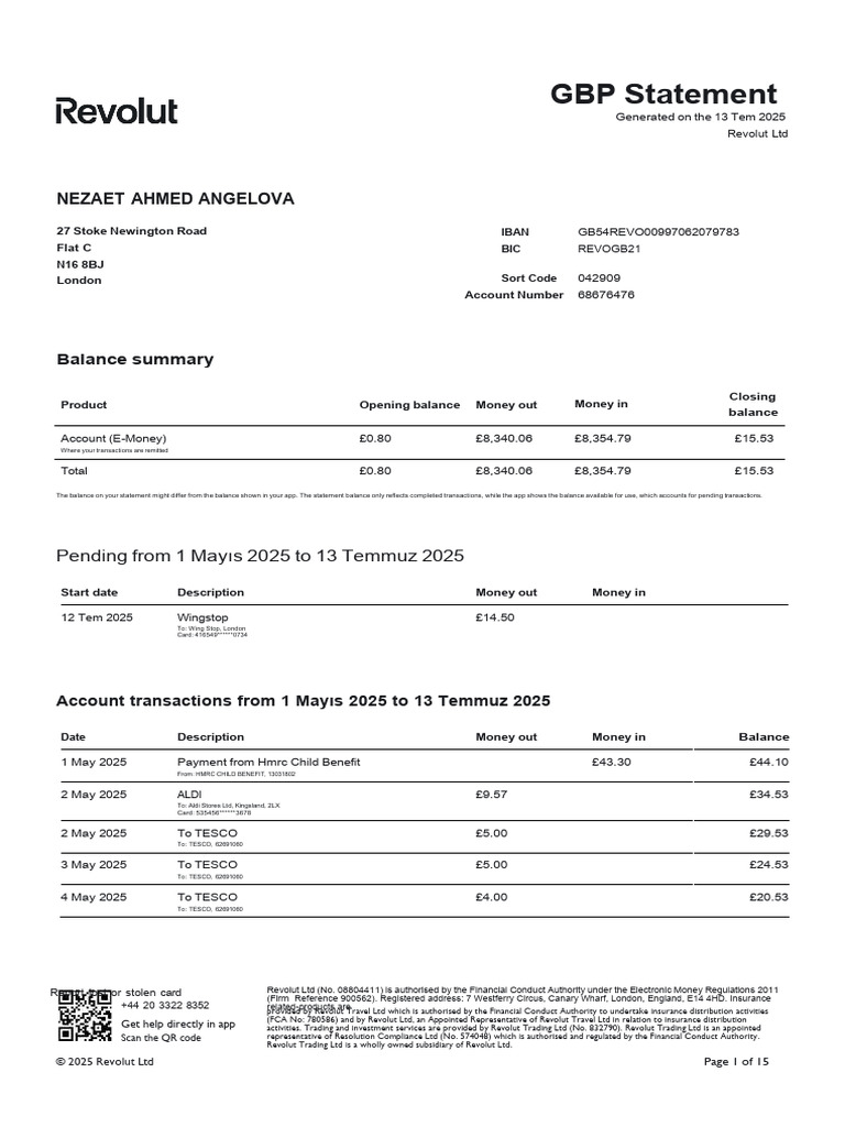 GBP Statement Summary for Revolut Account | PDF | Financial Services ...