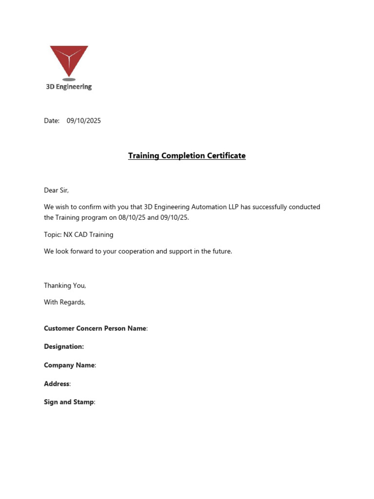 Training Completion Certifiate | PDF