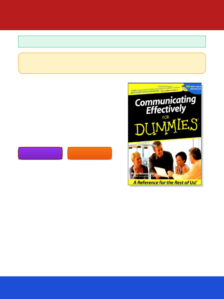Communicating Effectively for Dummies 1st Edition Marty Brounstein ...