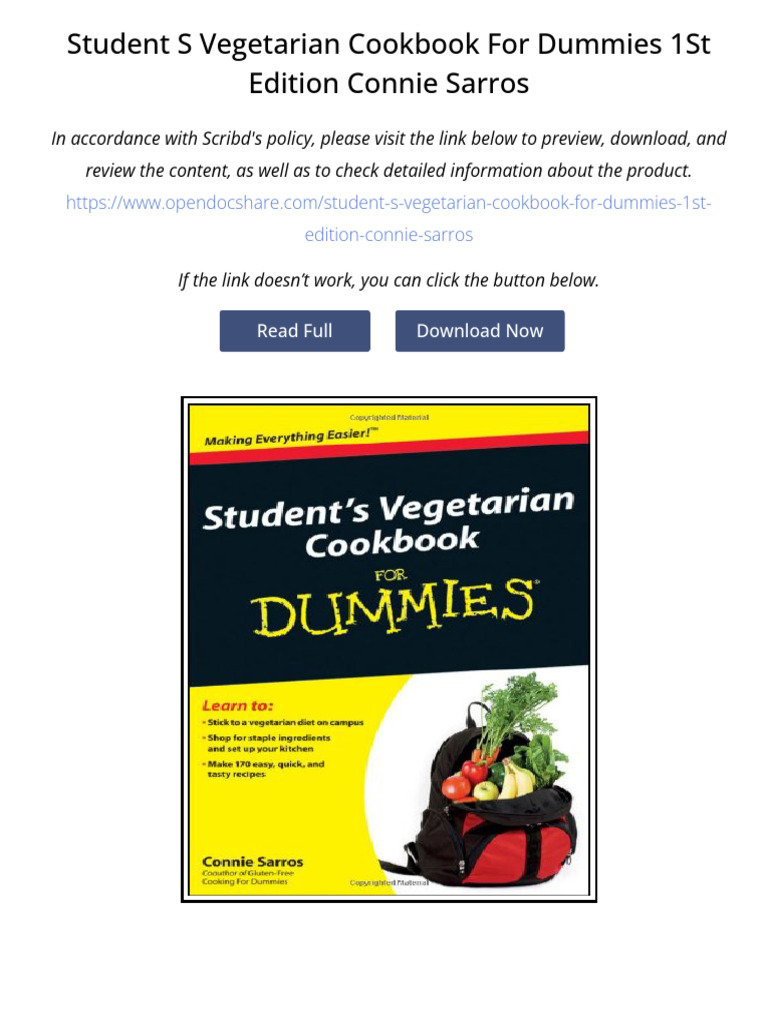 Student s Vegetarian Cookbook For Dummies 1st Edition Connie Sarros | PDF | Pancake | Sandwich
