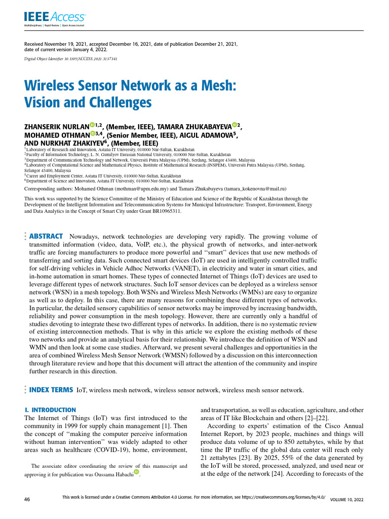 Wireless Sensor Network as a Mesh Vision and Challenges | PDF ...