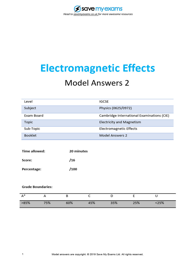 46 Electromagnetic Effects Model Answer 2 CIE IGCSE Physics | PDF ...