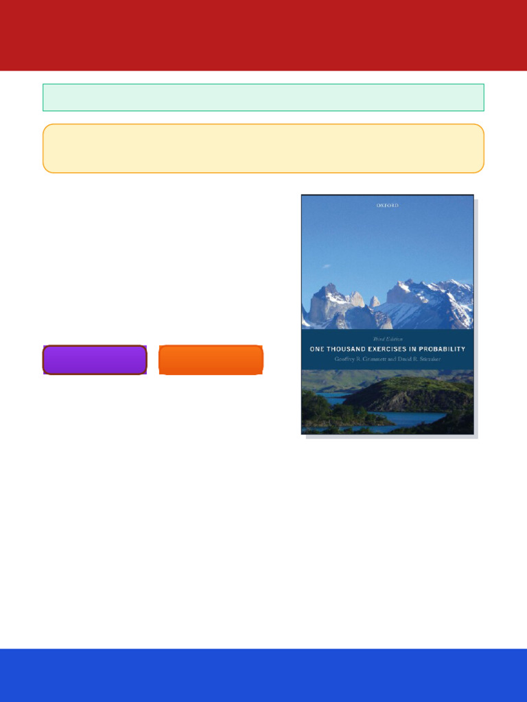 One Thousand Exercises in Probability: Third Edition Geoffrey Grimmett ebook 2025 complete ...