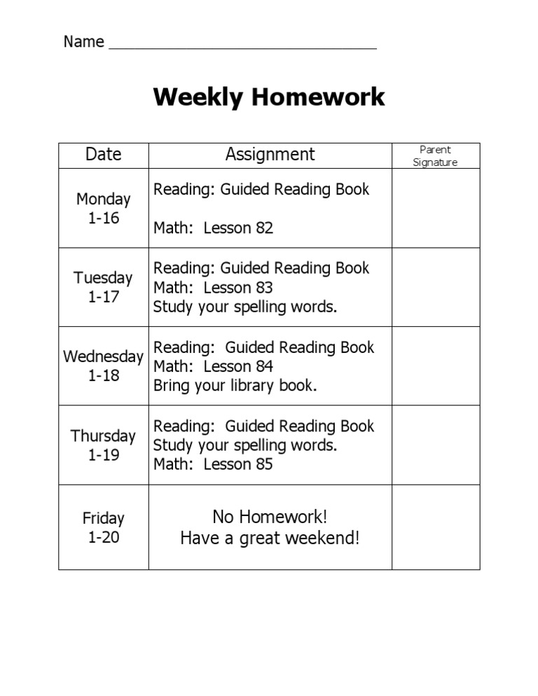 Weekly Homework | PDF