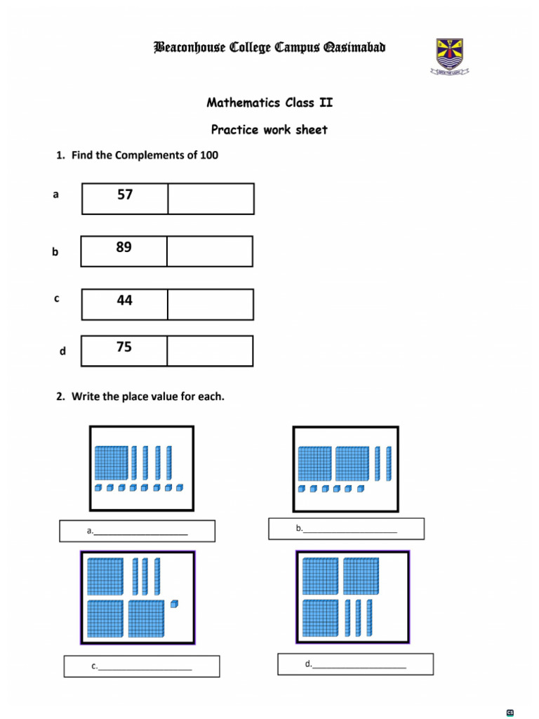 Mathematics Practice Work Sheet Term 1 2025-2026 | PDF