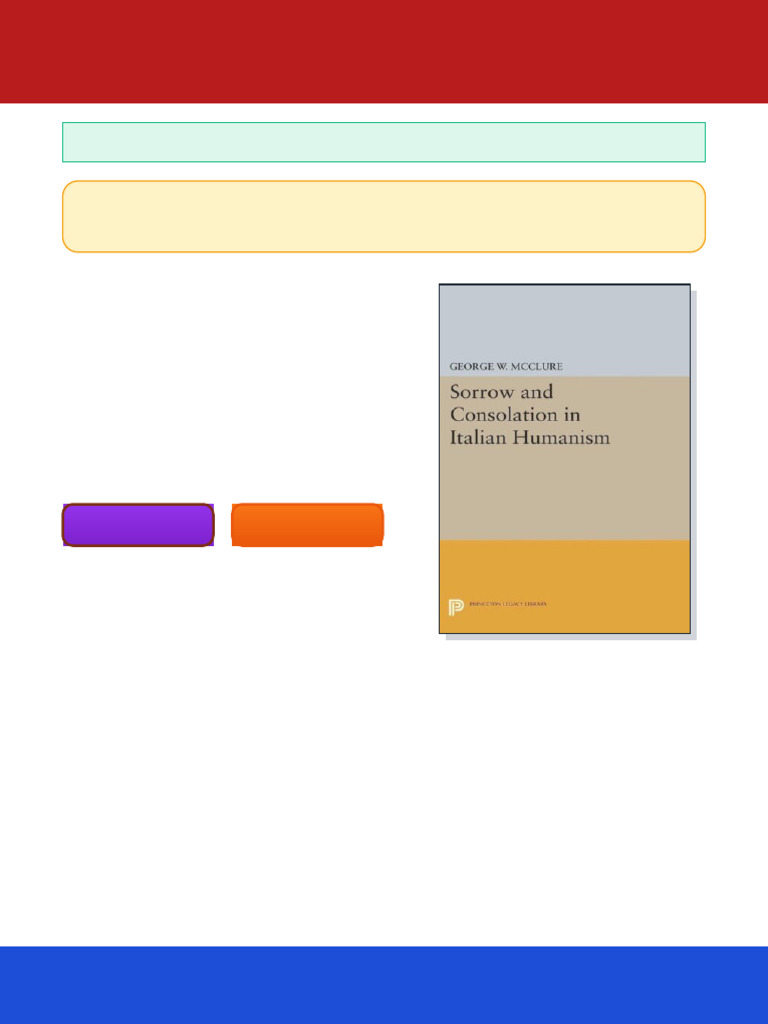 Sorrow and Consolation in Italian Humanism George W. Mcclure ebook ...