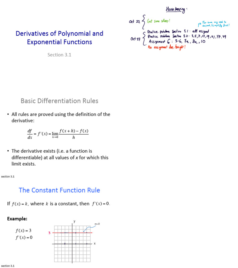 Derivatives of Polynomial & Exponential Functions | PDF | Slope | Tangent