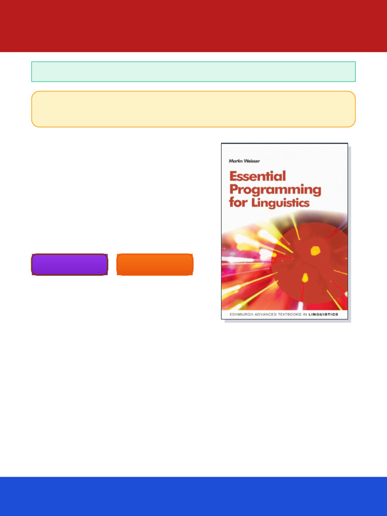 Essential Programming for Linguistics 1st Edition Martin Weisser ebook ...