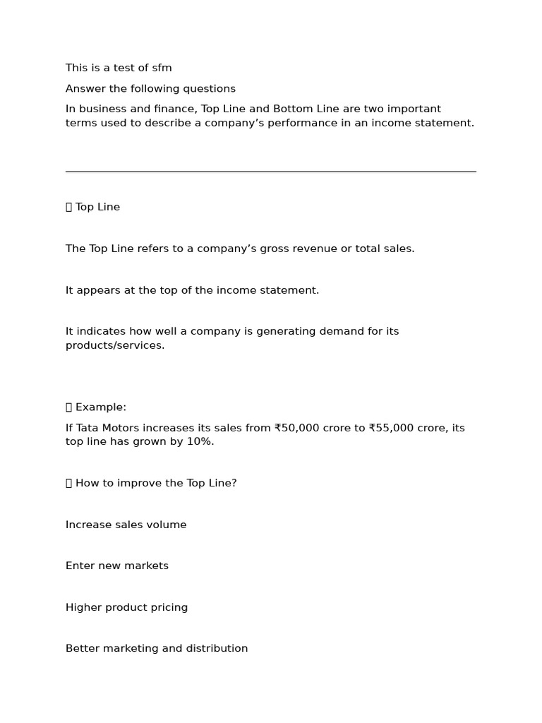 Understanding Top Line vs Bottom Line | PDF | Net Income | Income Statement