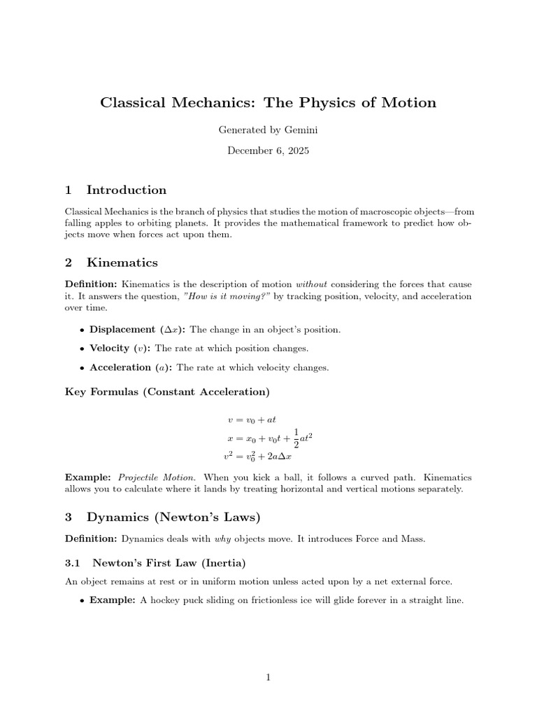 Class Mech | PDF | Force | Acceleration