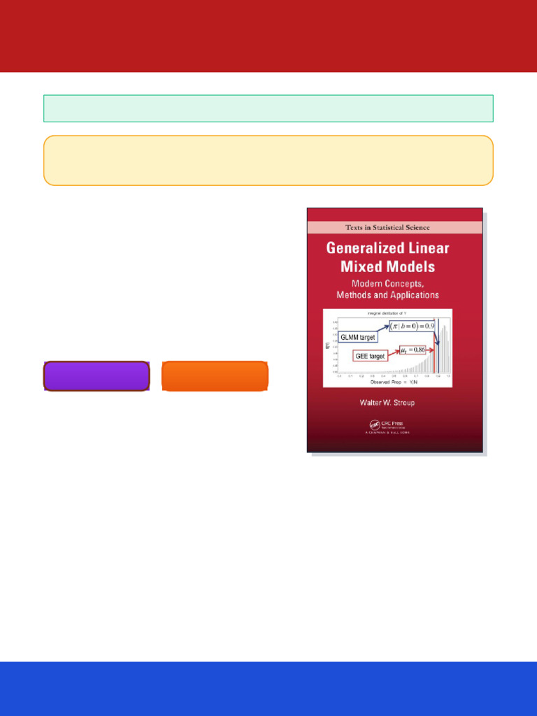 Generalized linear mixed models modern concepts methods and applications 1st Edition Stroup ...