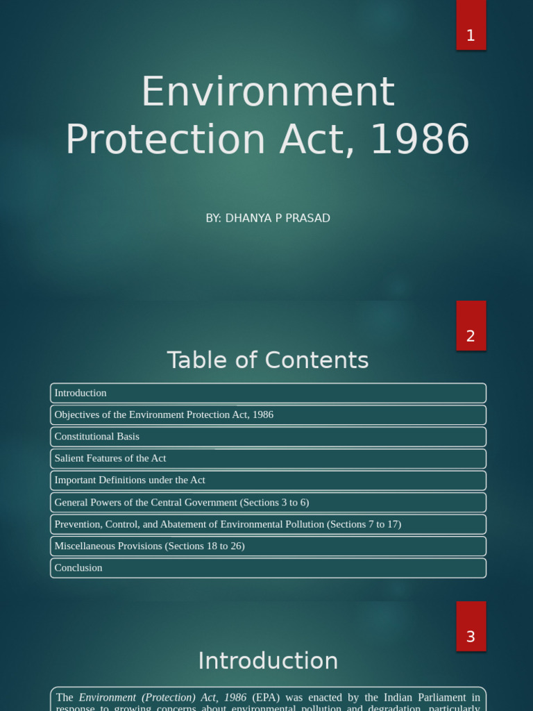 Environment Protection Act, 1986 | PDF | Environmental Protection ...