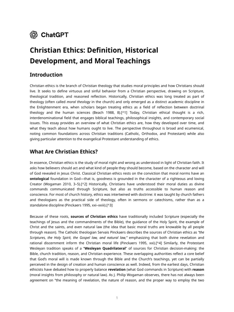 Christian Ethics: Principles and Evolution | PDF | Christian Ethics ...