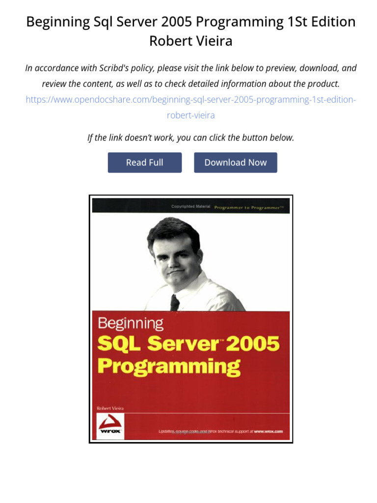 Beginning SQL Server 2005 Programming 1st Edition Robert Vieira | PDF ...