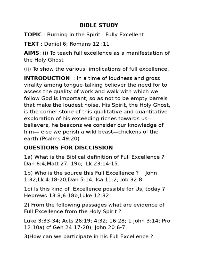 Burning in the Spirit: Pursuing Excellence | PDF | Bible | Lord's Prayer