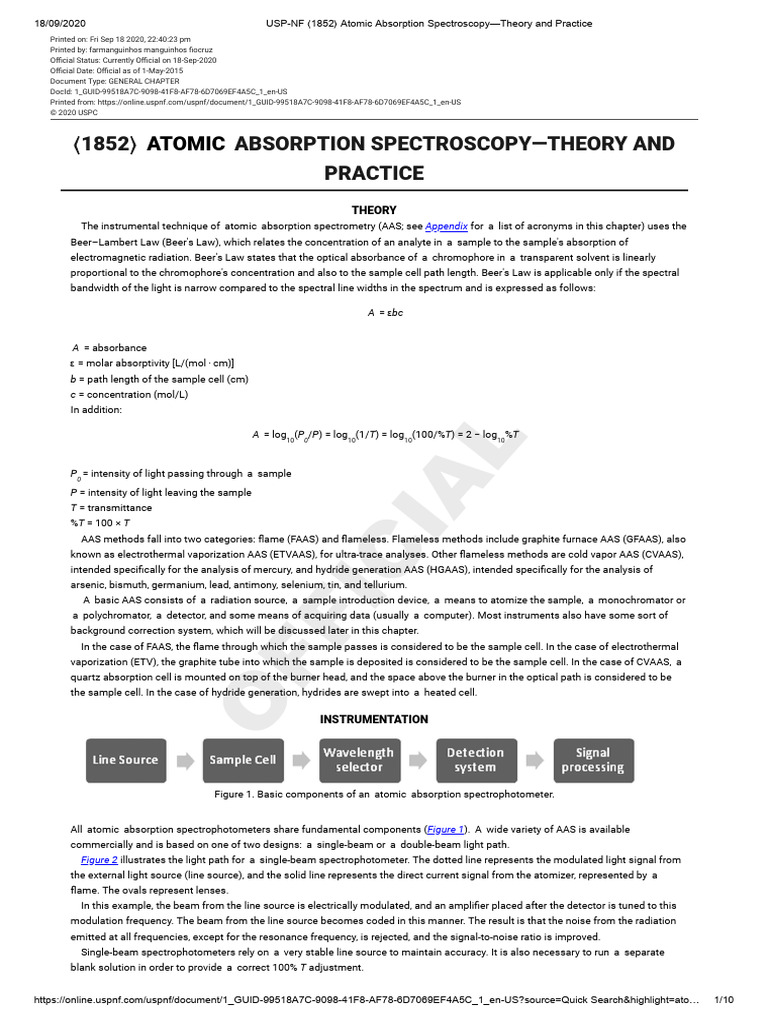 Atomic Absorption Spectroscopy - Theory and Practice | PDF | Atomic ...
