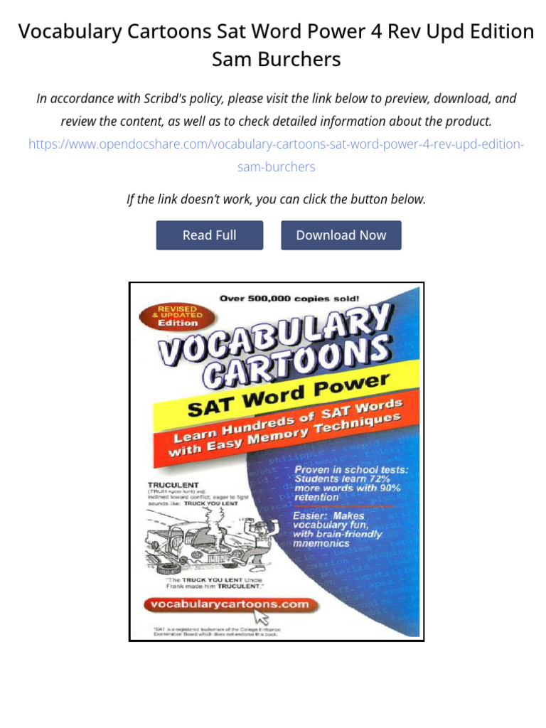 Vocabulary Cartoons SAT Word Power 4 Rev Upd Edition Sam Burchers | PDF