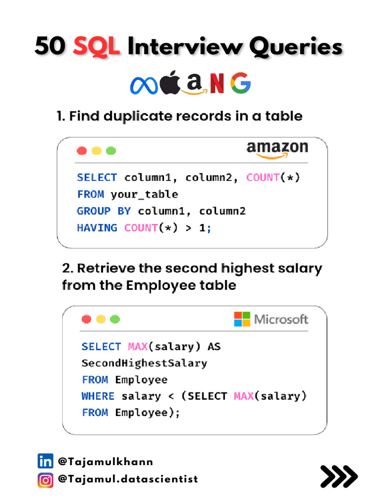 50 SQL Interview Queries | PDF