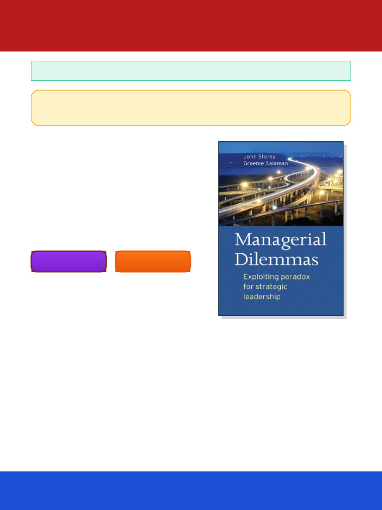 Managerial Dilemmas Exploiting Paradox For Strategic Leadership 1st ...