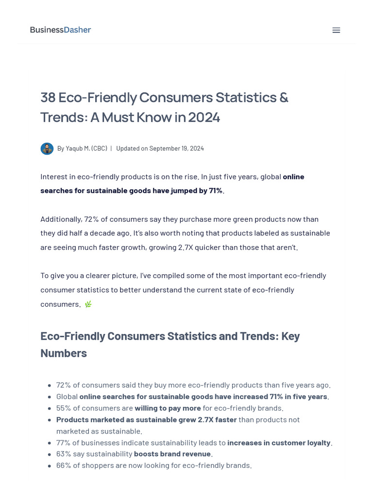 38 Eco-Friendly Consumers Statistics - A Must Know in 2024 | PDF ...
