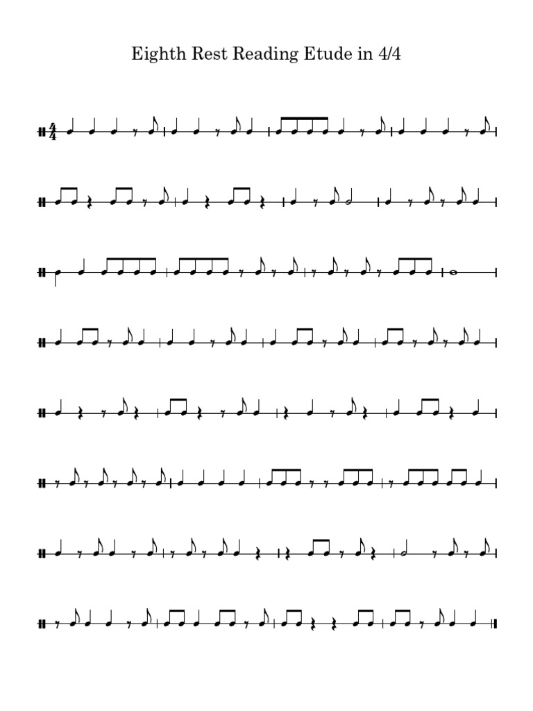 Eighth Rest Reading Etude in 4-4 | PDF