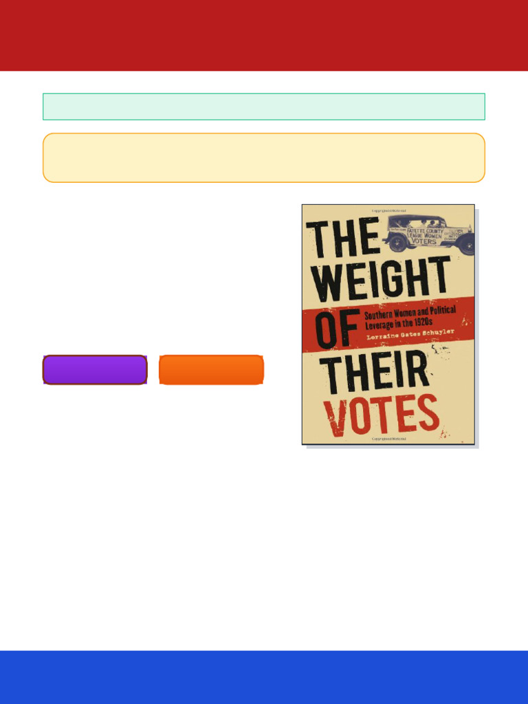 The Weight of Their Votes Southern Women and Political Leverage in The ...