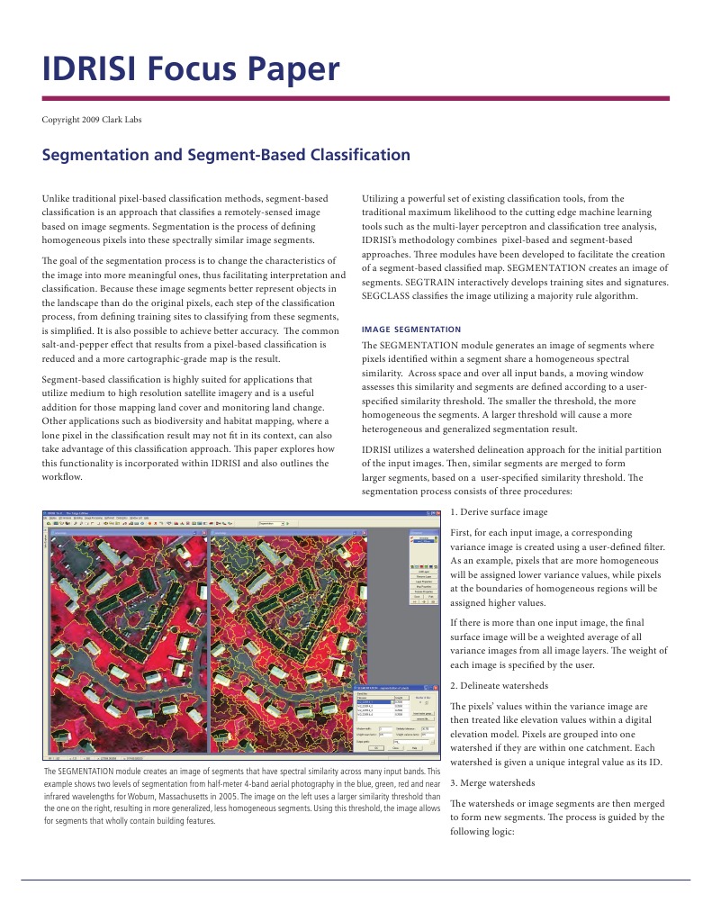 Segmentation IDRISI Focus Paper | PDF | Image Segmentation | Statistical Classification