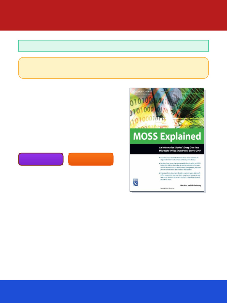 MOSS Explained An Information Worker s Deep Dive into Microsoft Office ...