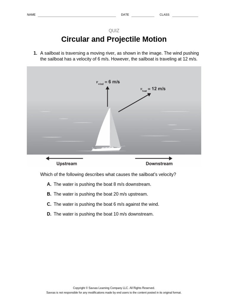 Editable Quiz - Circular and Projectile Motion | PDF | Motion (Physics ...