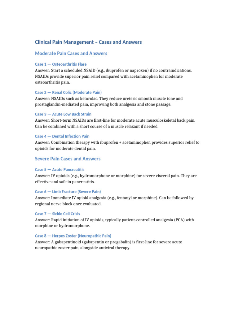 Moderate to Severe Pain Management Cases | PDF
