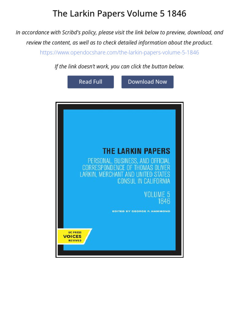 The Larkin Papers Volume 5 1846 | PDF | Software | Book Publishing
