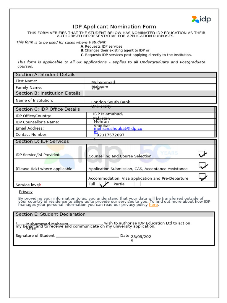 Agent Nomination Form | PDF