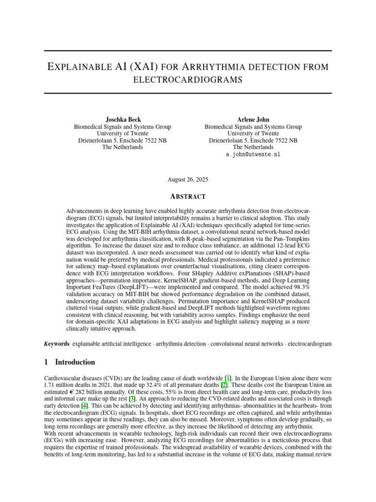 Explainable AI for Arrhythmia Detection | PDF | Machine Learning | Deep ...