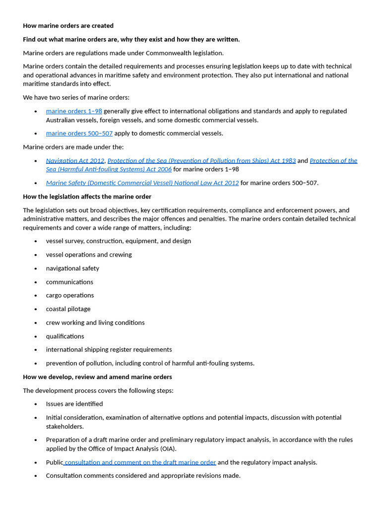 Marine Orders Intro | PDF | Regulatory Compliance