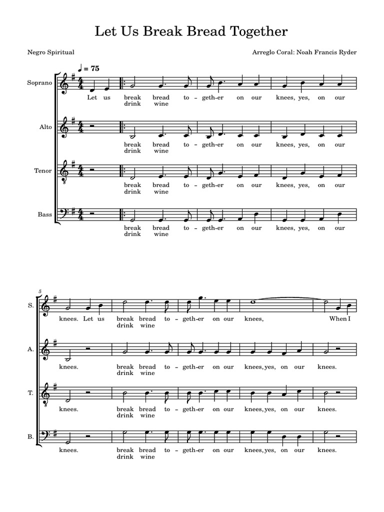 Let Us Break Bread: Choral Arrangement | PDF | Vocal Music | Choral Music