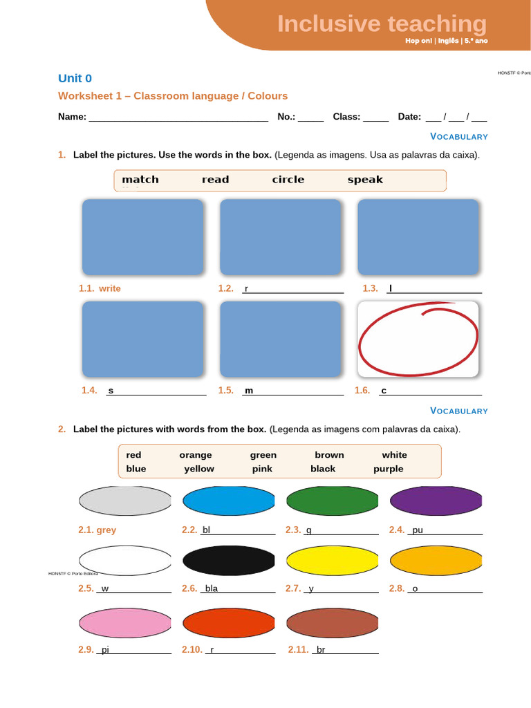 English Worksheets for 5th Grade Students | PDF