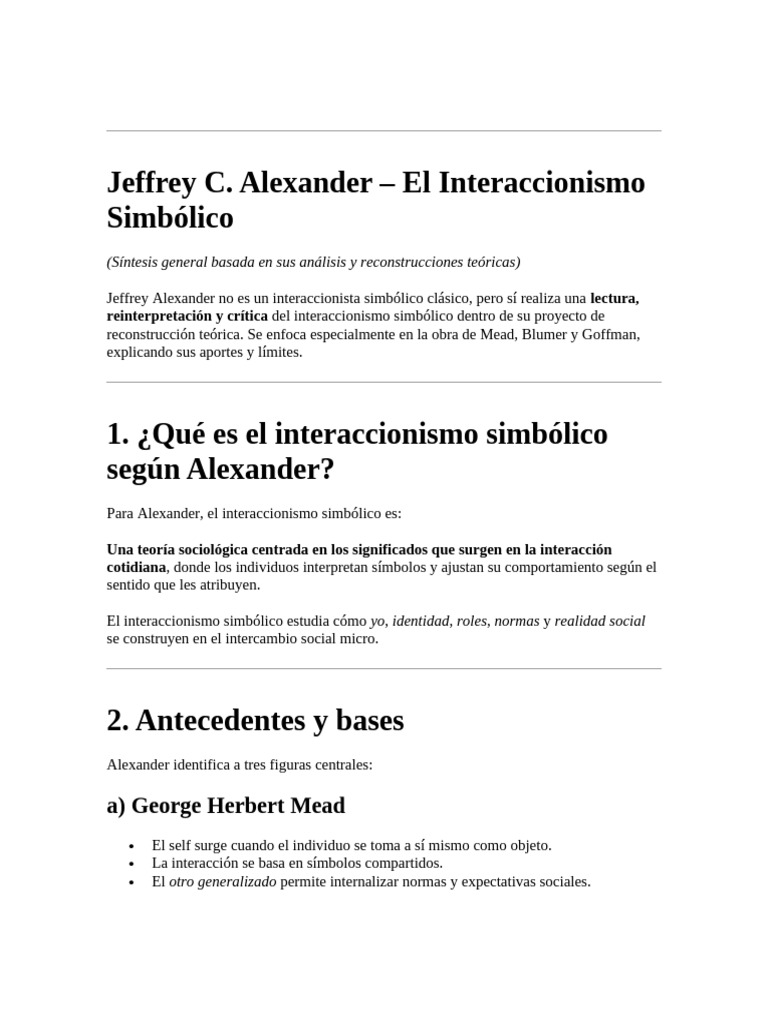 Interaccionismo Simbólico según Alexander | PDF | Sociología | Teorías ...