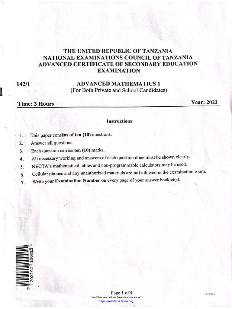 AdvancedMath1 F6 2022 | PDF