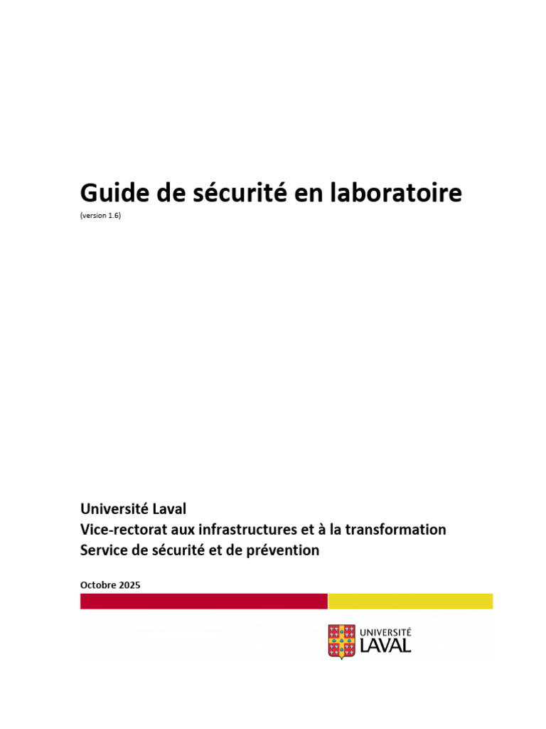 Guide de sécurité en laboratoire 2025 | PDF | Ultra-violet | Sécurité