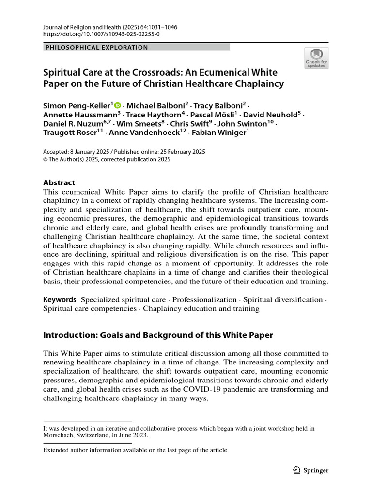 Future of Christian Healthcare Chaplaincy | PDF | Chaplain | Knowledge