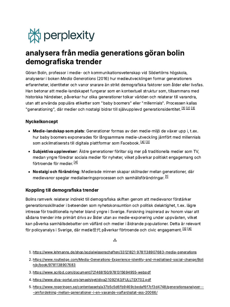 Analysera Från Media Generations Göran Bolin Demog | PDF