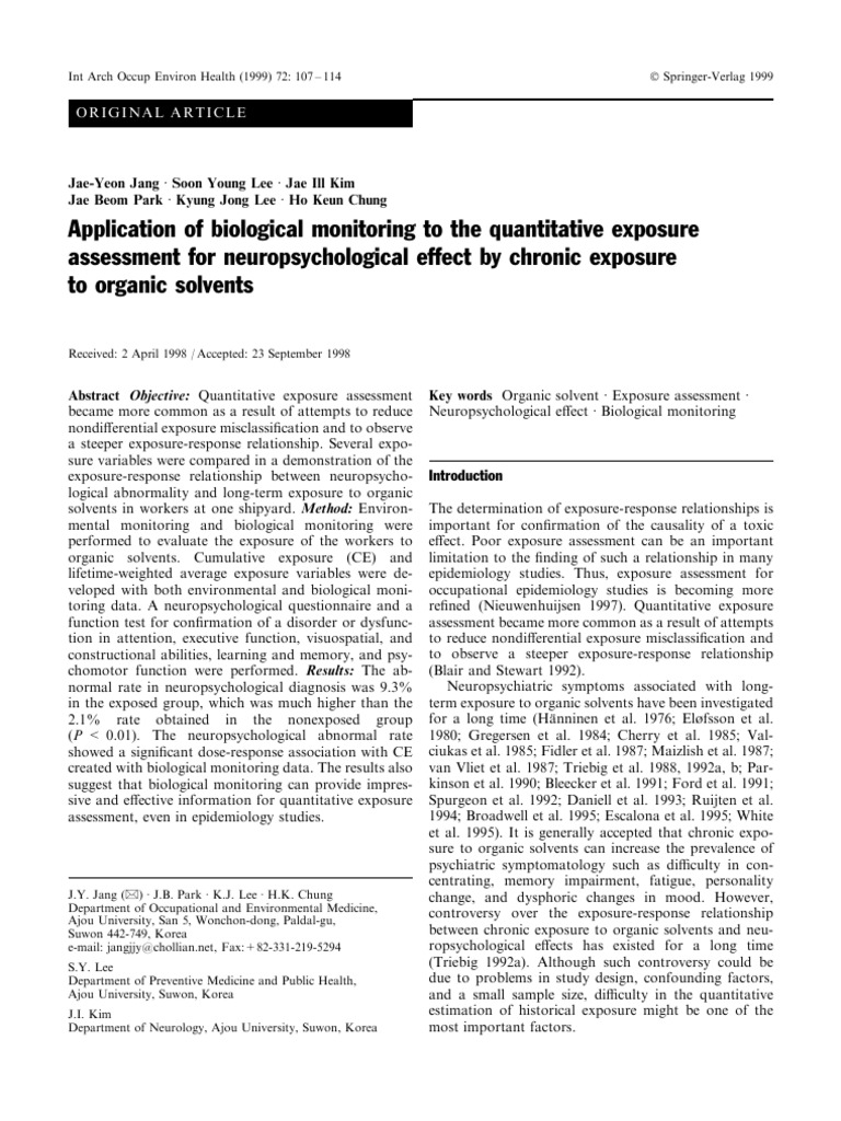 Application of Biological Monitoring To The Quantitative Exposure ...