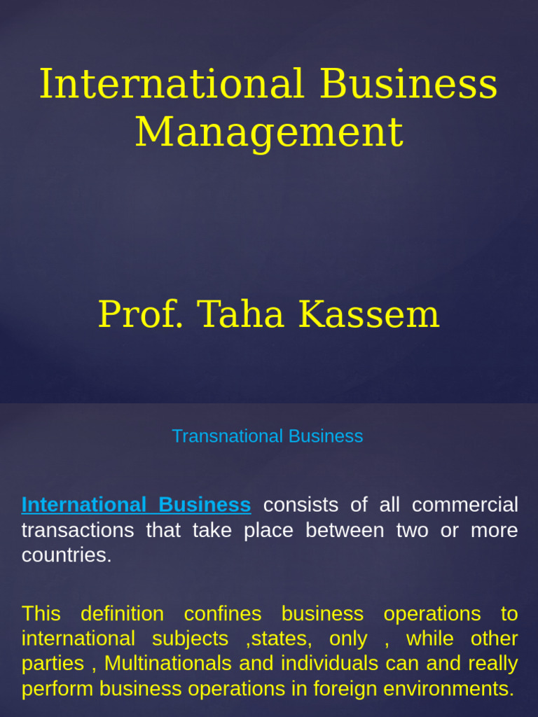 International Business Lecture (1-2) | PDF | Globalization | Business