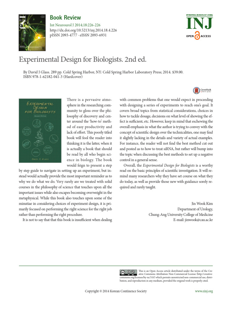 Book Review Experimental Design For Biologists 2nd | PDF | Inquiry ...